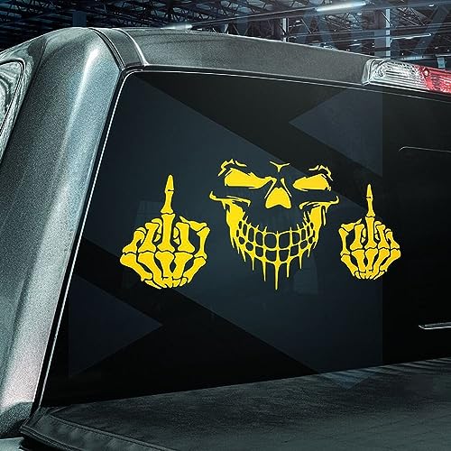 Skull with Middle Finger Vinyl Decals,Funny Car Stickers for Volvo S60,Nissan Juke,Hyundai I30,Jeep Grand Cherokee,Kia