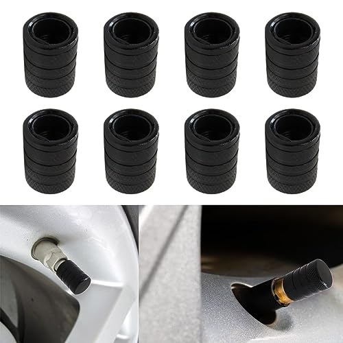 Pack of 8 Car Tire Stem Valve Caps Wheel Valve Covers Car Dustproof Waterproof Tire Cap Fit for Automobiles Motorcycles Trucks Bikes(Black) New