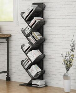 tall bookcase storage shelf organizer bookcase organizer,black metal 9 tier corner bookshelf tree bookcase cd rack display large storage for bedroom, living room