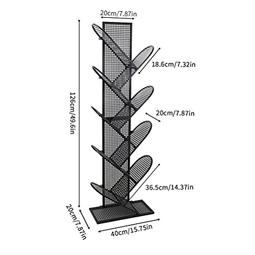 Tall Bookcase Storage Shelf Organizer Bookcase Organizer,Black Metal 9 Tier Corner Bookshelf Tree Bookcase CD Rack Display Large Storage for Bedroom, Living Room