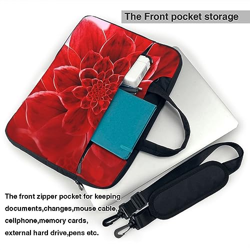 red flower Laptop Bag Men Women Computer Bag 15.6in Shoulder Messenger Bag Briefcase Business Work Bags Purse