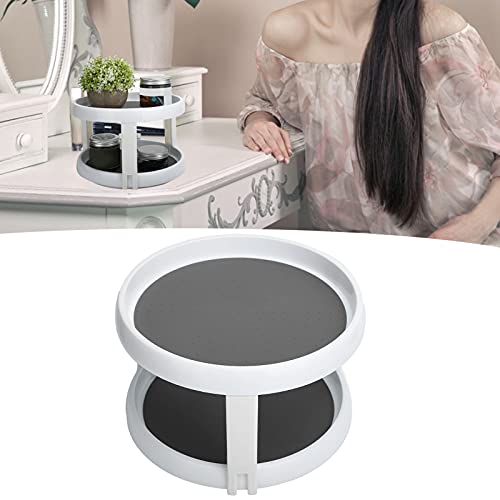 Lazy Susan Organizer,2 Tier Non Skid Spice Rack Turntable,360 Degree Rotating Seasoning Organizer,Easy to Install Turntable Organizer for Item Storage and Organization