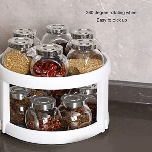 Lazy Susan Organizer,2 Tier Non Skid Spice Rack Turntable,360 Degree Rotating Seasoning Organizer,Easy to Install Turntable Organizer for Item Storage and Organization