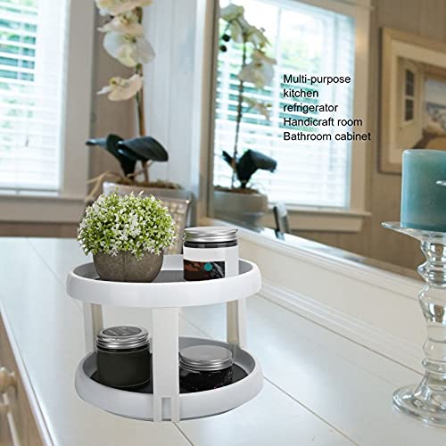 Lazy Susan Organizer,2 Tier Non Skid Spice Rack Turntable,360 Degree Rotating Seasoning Organizer,Easy to Install Turntable Organizer for Item Storage and Organization