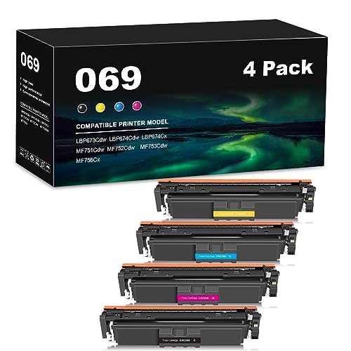 069 Toner Cartridge Replacement for Canon 069H for imageCLASS MF753Cdw MF751Cdw LBP674Cdw Printer ( 4 Pack )