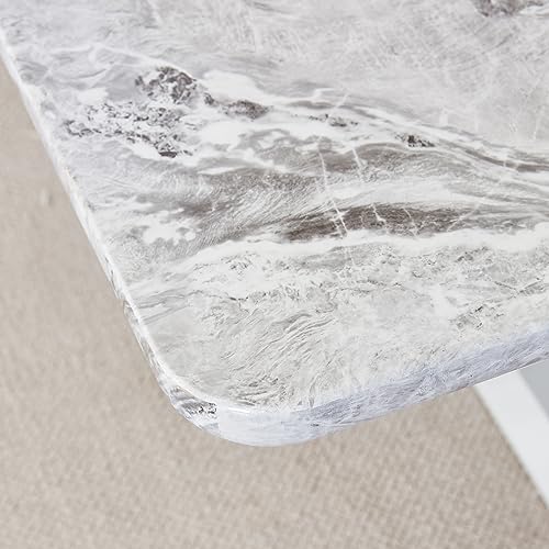 Goderfuu Marble Dining Table for 8 People - 71 inch Modern Kitchen Dining Room Table with Grey U-Base, Faux Marble Dining Table Pedestal Table Dinner Table, Large Marble Table for Dining Room