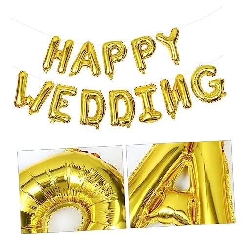 ERINGOGO 2 Sets 16 Wedding Foil Balloon rose gold ballons letter decor gold decorations Wedding Party Bunting Wedding backdrop golden DIY garland Balloon Party Decoration Party Decorations