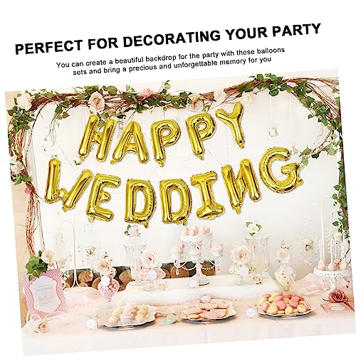 ERINGOGO 2 Sets 16 Wedding Foil Balloon rose gold ballons letter decor gold decorations Wedding Party Bunting Wedding backdrop golden DIY garland Balloon Party Decoration Party Decorations