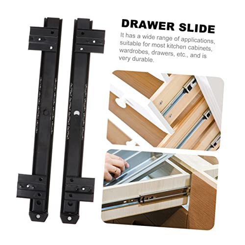 OSALADI Heavy Duty Slide Rails 2 Pairs Keyboard Track Computer Desk Accessories Ball Bearing Silent Keyboard Slide Out Keyboard Drawer Under Desk Slide Black Steel Drawer Guide Slide