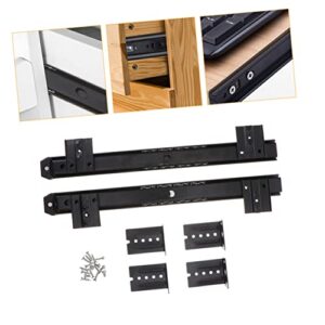 OSALADI Heavy Duty Slide Rails 2 Pairs Keyboard Track Computer Desk Accessories Ball Bearing Silent Keyboard Slide Out Keyboard Drawer Under Desk Slide Black Steel Drawer Guide Slide