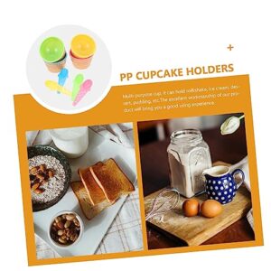 Healeved 12 Sets ice cream cup sundae bowls cute Cupcake Cups dessert cup with scoop reusable dessert bowls ice cream dishes salad bowl ice cream party favors child pp paper cup soup bowl