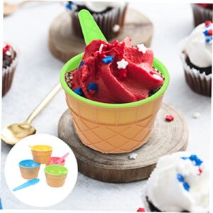 Healeved 12 Sets ice cream cup sundae bowls cute Cupcake Cups dessert cup with scoop reusable dessert bowls ice cream dishes salad bowl ice cream party favors child pp paper cup soup bowl