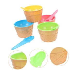 Healeved 12 Sets ice cream cup sundae bowls cute Cupcake Cups dessert cup with scoop reusable dessert bowls ice cream dishes salad bowl ice cream party favors child pp paper cup soup bowl