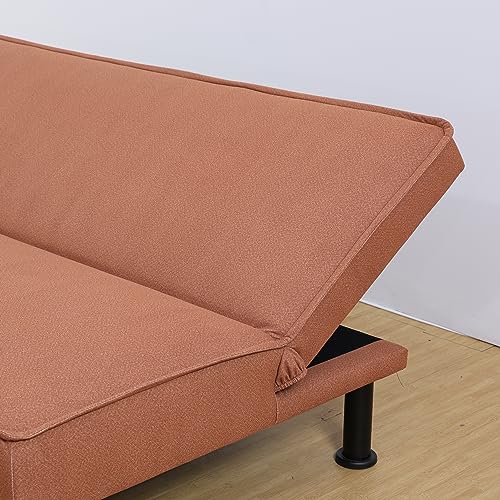 Opoiar, Fannel Futon, Modern Convertible Folding Sofa Bed Couch Sofabed, Light Brown