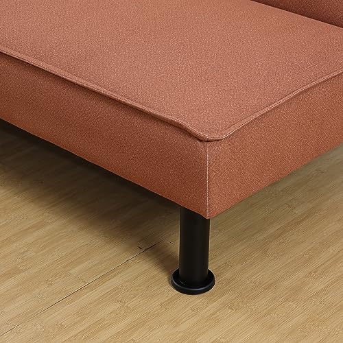 Opoiar, Fannel Futon, Modern Convertible Folding Sofa Bed Couch Sofabed, Light Brown