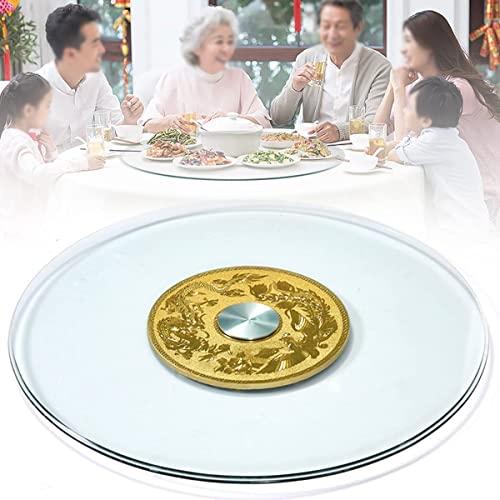 Lazy Susan Turntable, Tempered Glass Lazy Susan for Dining Table, 360° Smooth Glass Turntable Round Rotating Tray for Dining Table Aluminum Alloy Bearing (Size : 60cm/23.6in)