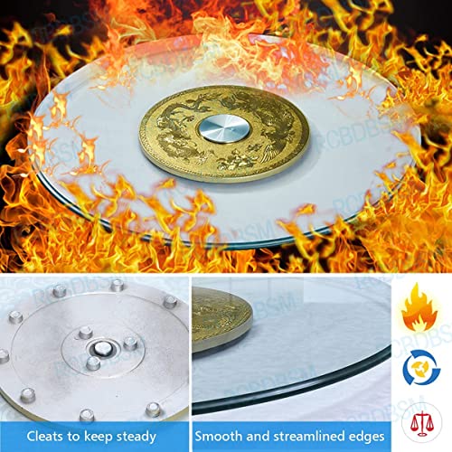 Lazy Susan Turntable, Tempered Glass Lazy Susan for Dining Table, 360° Smooth Glass Turntable Round Rotating Tray for Dining Table Aluminum Alloy Bearing (Size : 60cm/23.6in)