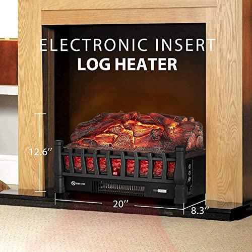 Realistic Fireplace Flame Electric Insert Log Heater Insert Wood Fire 110V Electric Fireplace Ember Bed Fan Heater w/t Infrared Remote Black Unit Cozy Warm Comfort Energy Efficient Home Bedroom QZPUSA