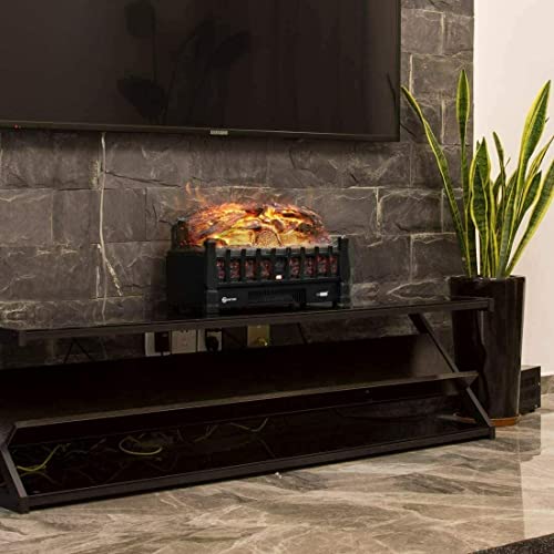 Realistic Fireplace Flame Electric Insert Log Heater Insert Wood Fire 110V Electric Fireplace Ember Bed Fan Heater w/t Infrared Remote Black Unit Cozy Warm Comfort Energy Efficient Home Bedroom QZPUSA