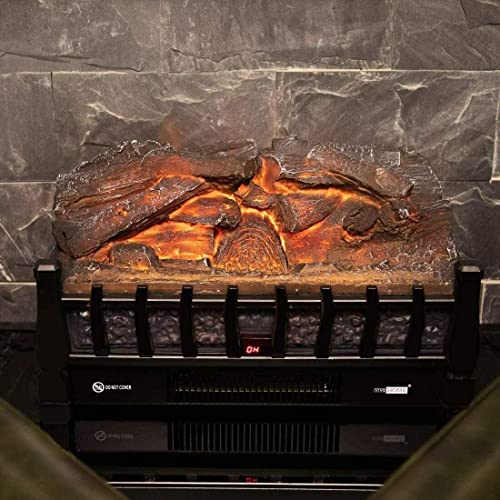 Realistic Fireplace Flame Electric Insert Log Heater Insert Wood Fire 110V Electric Fireplace Ember Bed Fan Heater w/t Infrared Remote Black Unit Cozy Warm Comfort Energy Efficient Home Bedroom QZPUSA