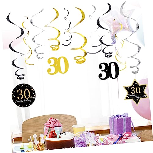 ERINGOGO Set Garland Decor Happy Birthday Gift Birthday Hanging Ornaments Birthday Spiral Whirls 30th Birthday Spiral Party Hanging Decorations Hanging Swirls Birthday Party Decorations