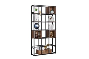 satcop sleek black bookshelf featuring mdf screen design and steel handles, size: 35.43''x69.88'' for home & office