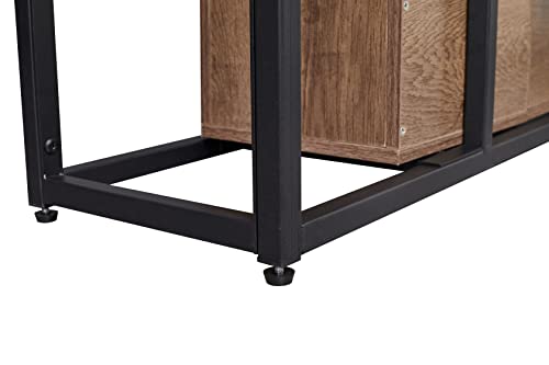 SAtcop Sleek Black Bookshelf Featuring MDF Screen Design and Steel Handles, Size: 35.43''x69.88'' for Home & Office