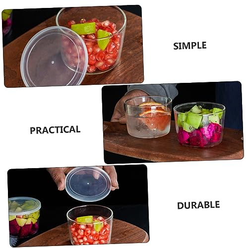 NOLITOY 2pcs Yogurt Cup with Cover trifle bowl glass clear glass bowls vitroleros para mini Glass dessert bowl mini salad bowl clear fruit Multi-functional Bowl Pudding Bowl