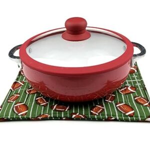 Footballs on Field Casserole Dish Hot Pad