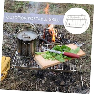 Yardwe 2 pcs mini grill gas barbecue grill portable grill outdoor grill Camping Barbecue Rack over fire camp grill Campfire Outdoor Barbecue Accessory Outdoor Barbecue Tool to rotate fold