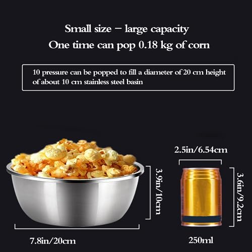 Chinese Popcorn Maker Popcorn Machine, Retro Nostalgia Mini Popcorn Machine Suitable for Corn Rice Soybean Mung Bean Red Bean