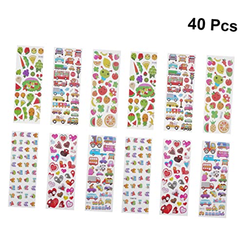 ibasenice 80 Sheets Laptop Toy Kids Educational Toys Assorted Toys Laptop Decal Puffy Stickers Toy Laptop Stickers for Kids 3D Kids Decal DIY Handcraft Sticker Fluffy Water Bottle Child