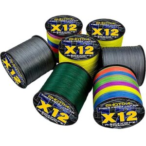 Green/Yellow Fishing Line 500M X12 PE Braided Fishing Lines High Strength Soft