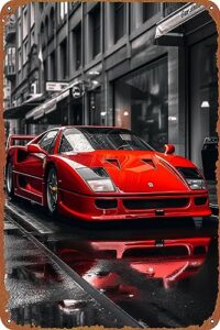 ferrari f40 posters tin signs retro metal movie tins for bar pub home cafes wall decor, 8x12 inch (20x30 cm)