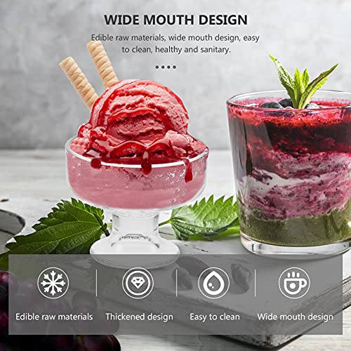 Glass Dessert Bowls Footed Ice Cream Cups Glass Dessert Cup Custard Cup Decorative Trifle Bowl for Fruit Salad Snack Cocktail Condiment Serveware 250Ml Glass Trifle Bowl Easy to Clean