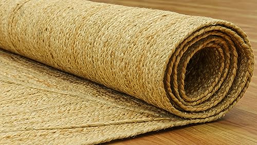 CASAVANI Collection Rectangular Area Rug - 4x6 Ft' Beige Braided Jute Rug Geometric Kilim Rug Indoor Outdoor Use Carpet Flatweave Rugs for Bedroom Dining Room Living Room