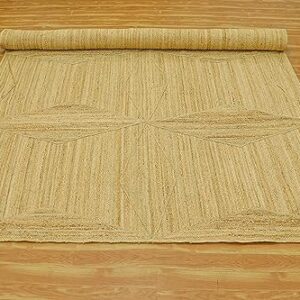 CASAVANI Collection Rectangular Area Rug - 4x6 Ft' Beige Braided Jute Rug Geometric Kilim Rug Indoor Outdoor Use Carpet Flatweave Rugs for Bedroom Dining Room Living Room