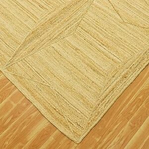 CASAVANI Collection Rectangular Area Rug - 4x6 Ft' Beige Braided Jute Rug Geometric Kilim Rug Indoor Outdoor Use Carpet Flatweave Rugs for Bedroom Dining Room Living Room