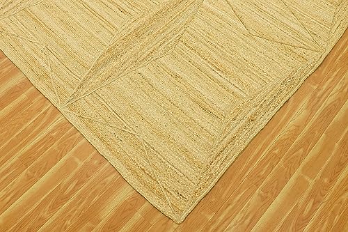 CASAVANI Collection Rectangular Area Rug - 4x6 Ft' Beige Braided Jute Rug Geometric Kilim Rug Indoor Outdoor Use Carpet Flatweave Rugs for Bedroom Dining Room Living Room