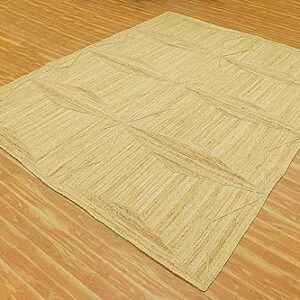 CASAVANI Collection Rectangular Area Rug - 4x6 Ft' Beige Braided Jute Rug Geometric Kilim Rug Indoor Outdoor Use Carpet Flatweave Rugs for Bedroom Dining Room Living Room