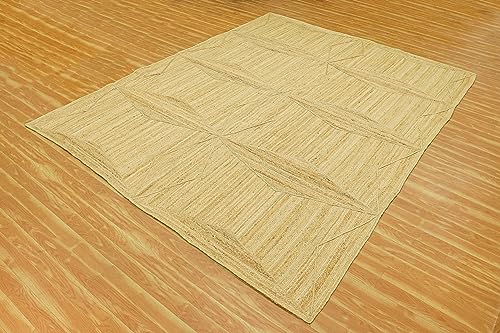 CASAVANI Collection Rectangular Area Rug - 4x6 Ft' Beige Braided Jute Rug Geometric Kilim Rug Indoor Outdoor Use Carpet Flatweave Rugs for Bedroom Dining Room Living Room