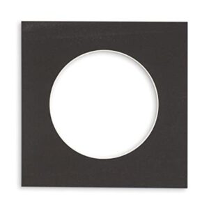 19x19 Mat Bevel Cut for 15x15 Photos - Precut Black Circle Shaped Photo Mat Board Opening - Acid Free Matte to Protect Your Pictures - Bevel Cut for Family Photos, Pack of 1 Matboard Show Kit With