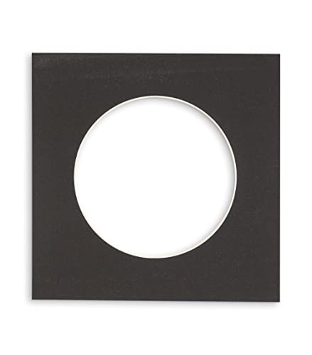 19x19 Mat Bevel Cut for 15x15 Photos - Precut Black Circle Shaped Photo Mat Board Opening - Acid Free Matte to Protect Your Pictures - Bevel Cut for Family Photos, Pack of 1 Matboard Show Kit With