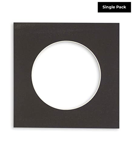 19x19 Mat Bevel Cut for 15x15 Photos - Precut Black Circle Shaped Photo Mat Board Opening - Acid Free Matte to Protect Your Pictures - Bevel Cut for Family Photos, Pack of 1 Matboard Show Kit With