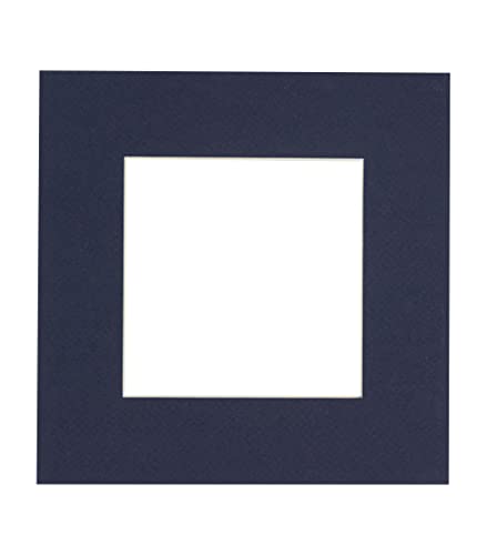 15x15 Mat Bevel Cut for 11x11 Photos - Precut Navy Blue Square Shaped Photo Mat Board Opening - Acid Free Matte to Protect Your Pictures - Bevel Cut for Family Photos, Pack of 1 Matboard Show Kit With