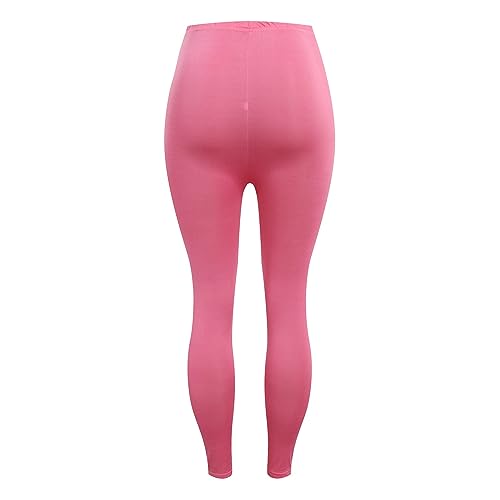 Leggings for Women Stretchy Thermal Leggings Fleece Lined Leggings Butt Lifting Workout Tights Winter Thick Yoga Trousers Hot Pink