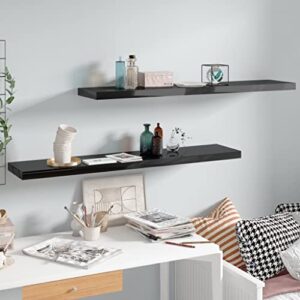 dyrjdjwidhw floating wall shelves 2 pcs bookshelf for bedroom,shelves,wood bookcase,suitable for bedroom, office, living room, study,high gloss black 47.2"x9.3"x1.5" mdf