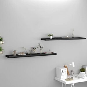 dyrjdjwidhw floating wall shelves 2 pcs bookshelf for bedroom,shelves,wood bookcase,suitable for bedroom, office, living room, study,black 47.2"x9.3"x1.5" mdf