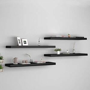 dyrjdjwidhw floating wall shelves 4 pcs bookshelf for bedroom,shelves,wood bookcase,suitable for bedroom, office, living room, study,black 35.4"x9.3"x1.5" mdf