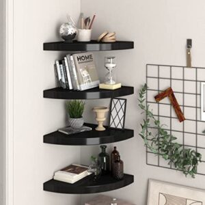 dyrjdjwidhw floating corner shelves 4 pcs bookshelf for bedroom,shelves,wood bookcase,suitable for bedroom, office, living room, study,black 13.8"x13.8"x1.5" mdf